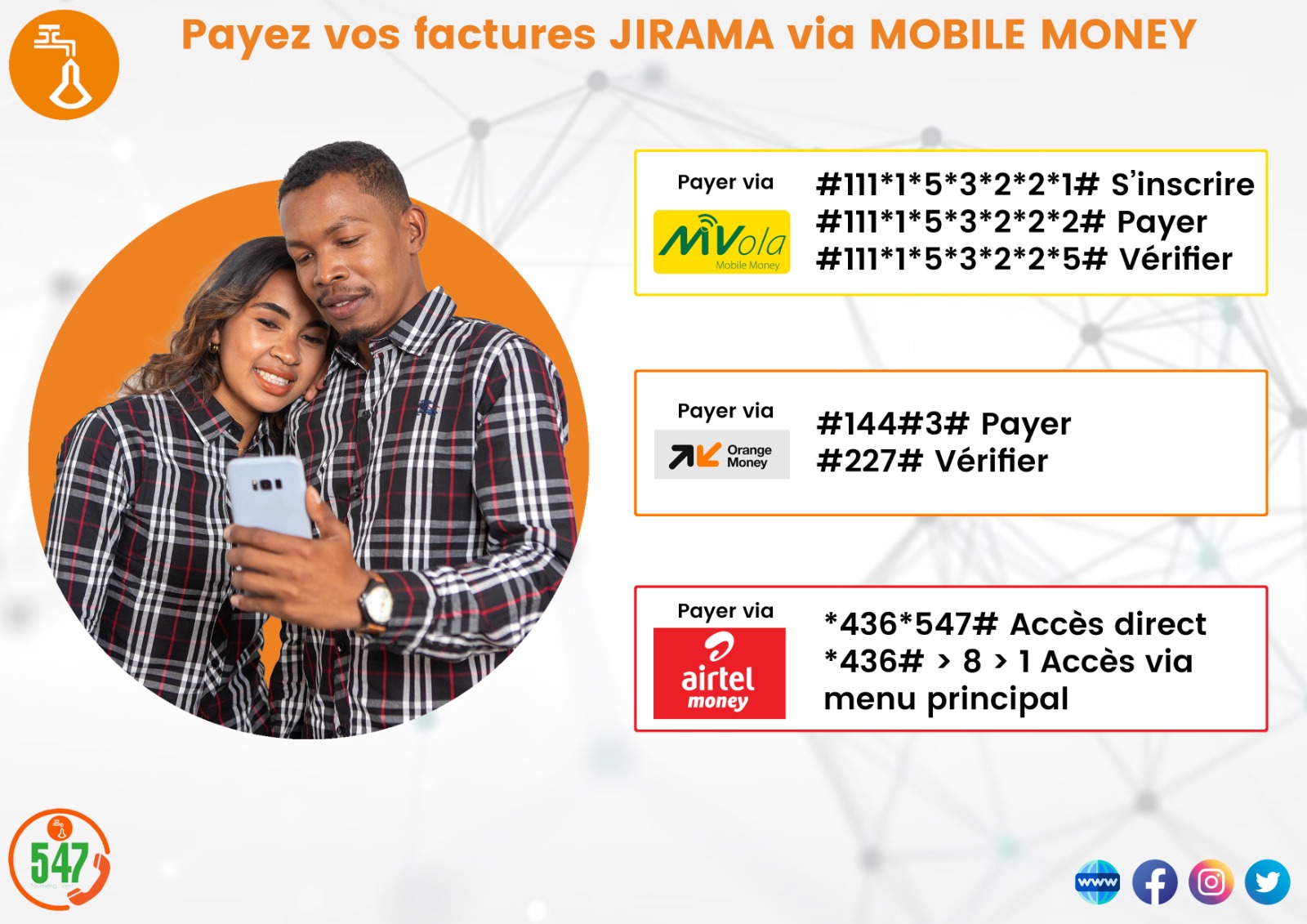 Payez vos factures JIRAMA via MOBILE MONEY | JIRAMA